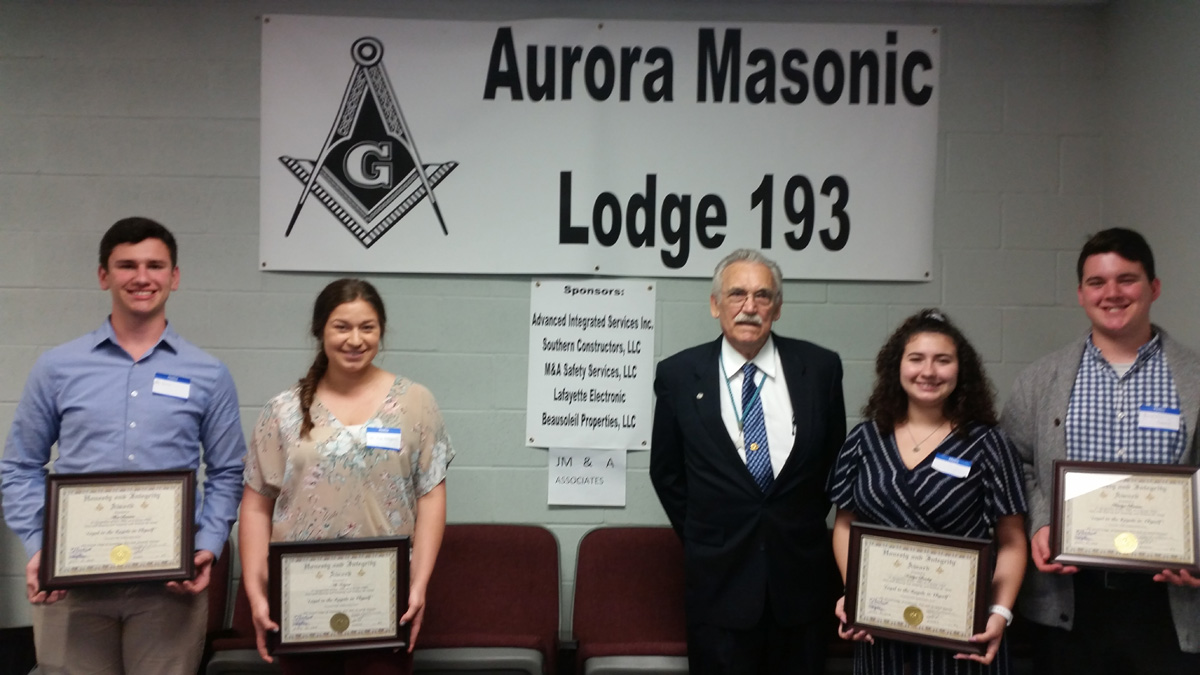 Masonic Lodge Honesty & Integrity Awards for Delcambre and Erath high ...