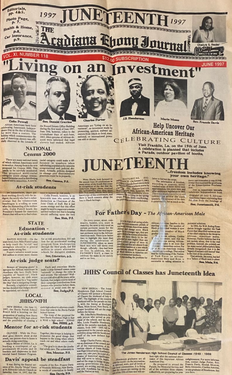 A look at history: The Juneteeth edition of the Acadiana Ebony Journal ...