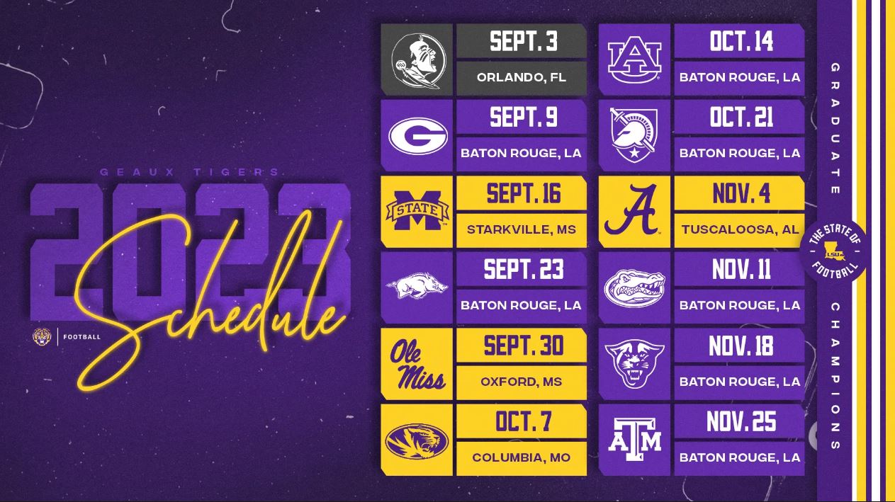 LSU football releases complete 2023 schedule | The Daily Iberian